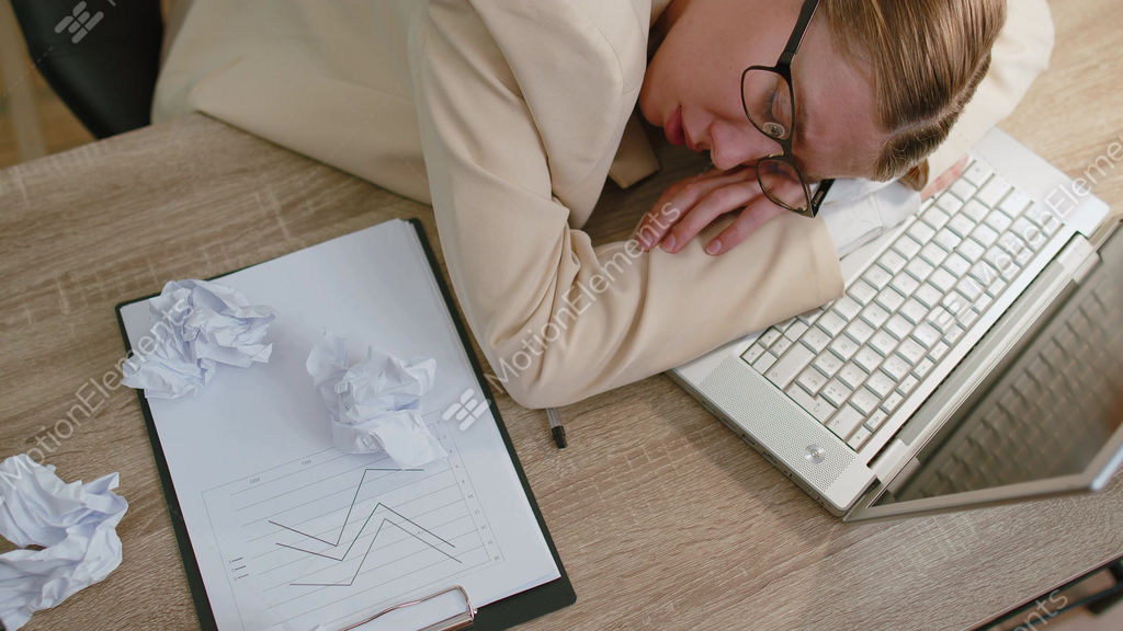 Woman Falling Asleep At Work