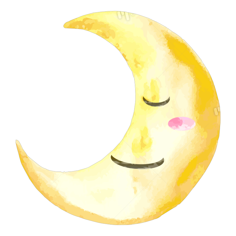 Yellow Crescent Moon Drawing