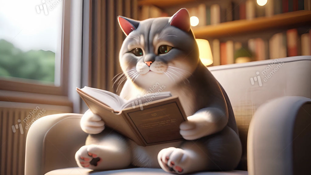 Cat Reading Gif